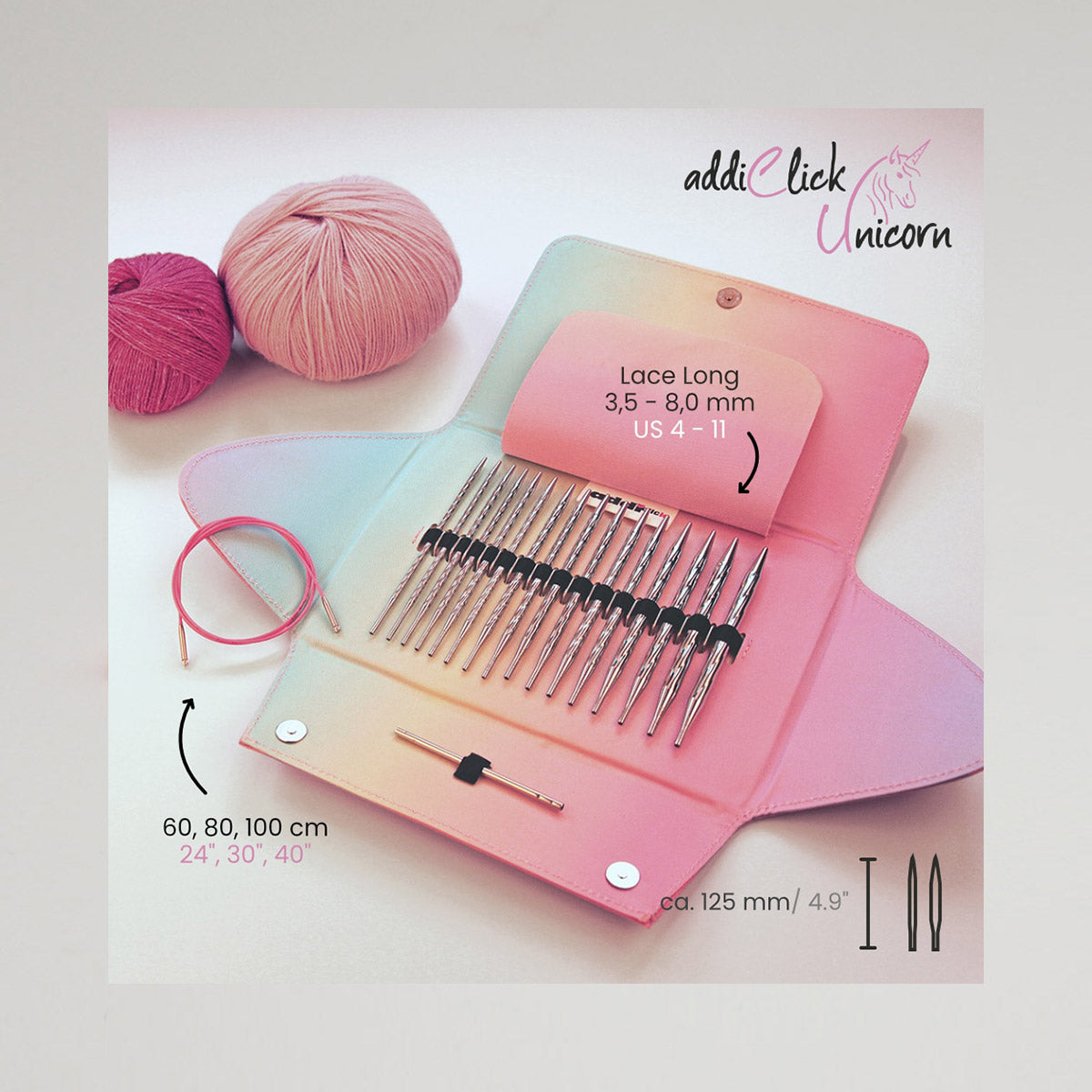 Kit d'Interchangeables Unicorn Lace Long - Addi - Lili Comme Tout